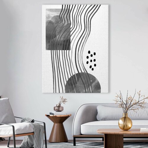 Картина на холсте для интерьера - Абстракция, линии, минимализм 50х70 см