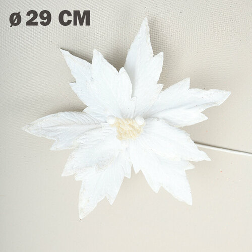Цветок искусственный декоративный новогодний, d 29 см, цвет белый