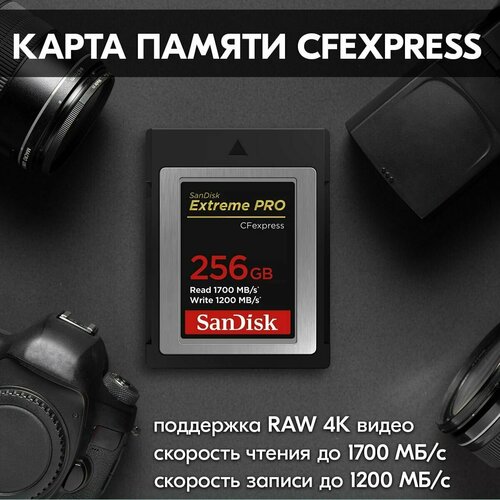 Карта памяти SanDisk Extreme PRO CFexpress Card Type-B 256 Гб - флешка cfexpress type b для фотоаппарата, камеры RAW 4K