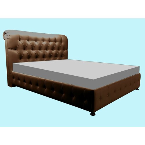 Двуспальная кровать Честер 180x200 с подъемным механизмом и с коробом для белья велюр коричневый без ножек