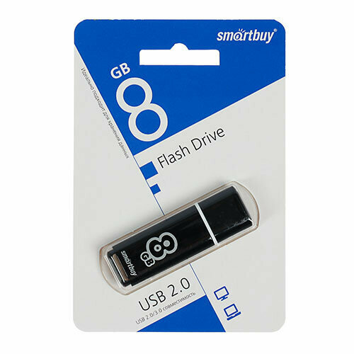 Флэш-диск 08 GB Smart Buy Glossy series Black