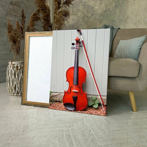 Картина на холсте (скрипка музыкальный инструмент профессиональная классическая) 80x100 см, для интерьера, в комнату, на стену, в подарок