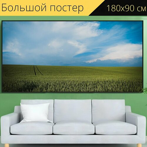 Большой постер "Кукуруза, поле, небо" 180 x 90 см. для интерьера