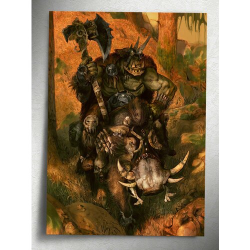 Постер: Дикий орк, наездник на кабане (Вархаммер Фентези Баттлс, Warhammer Fantasy Battles), на А4