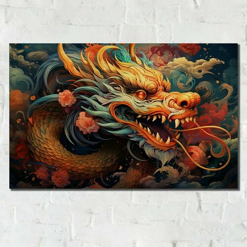 Картина интерьерная на дереве азиатский дракон (мифология, dragon, магия) - 13718 Г