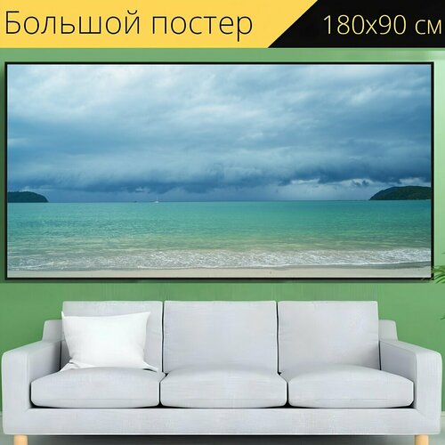Большой постер "Море, пляж, природа" 180 x 90 см. для интерьера