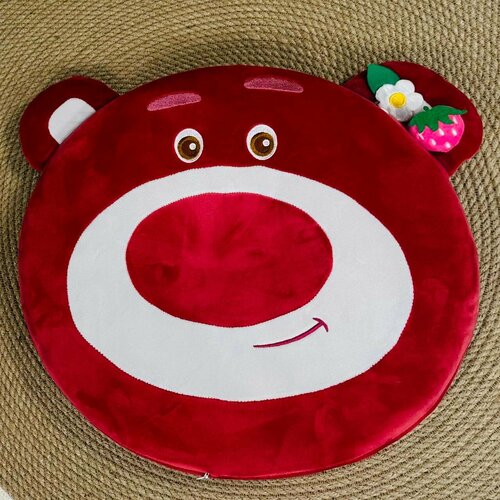 Декоративная подушка на стул круглая Мишка красный