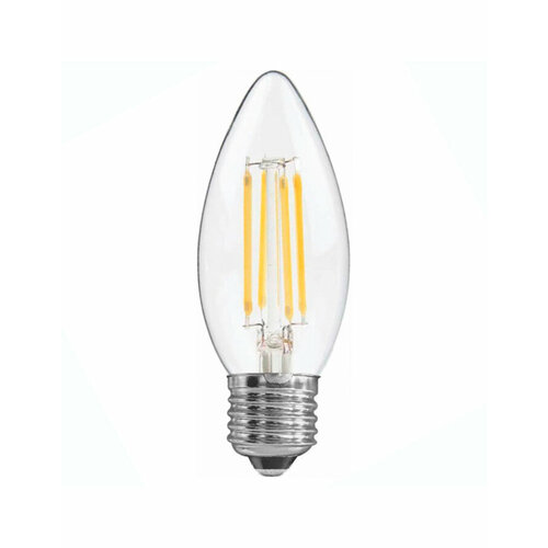Светодиодная лампочка E27 6 Ватт филаментная теплый свет Свеча FL-LED Filament C35 3000К 600лм Foton Lighting, набор 10шт.