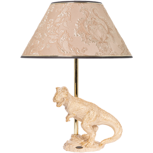 Настольная лампа Bogacho Динозавр Тирекс кремовая с абажуром кремового цвета цвета ручная работа