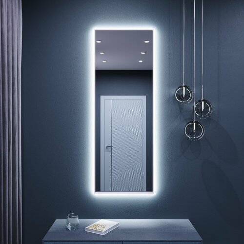 Зеркало с подсветкой в алюминиевой раме настенное ONE MARKET 120х50 см. Свет: Нейтральный Белый 6000К. Белое