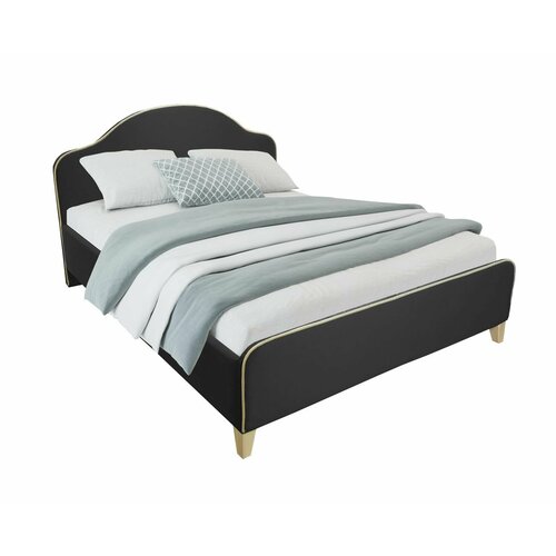 Односпальная кровать София 120x200 основание металлическое с ламелями велюр черный ножки 13 см хром