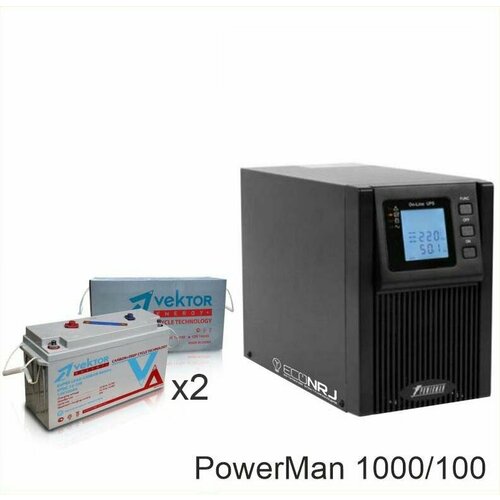 ИБП POWERMAN ONLINE 1000 Plus + Vektor VPbC 12-100
