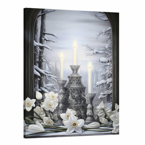 Интерьерная картина 50х70 "Имболк: волшебство снежной ночи"