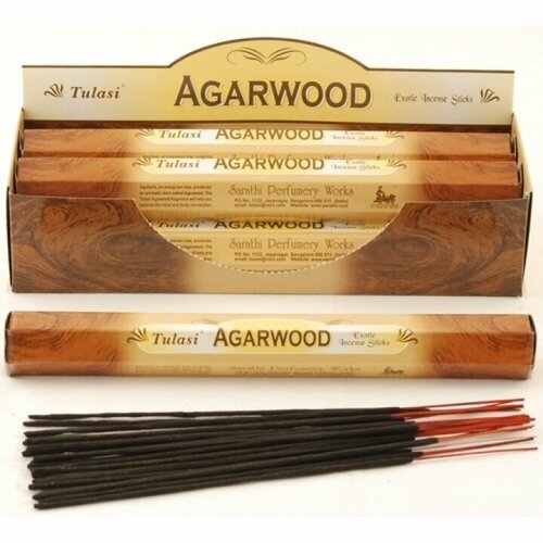 Tulasi AGARWOOD Exotic Incense Sticks, Sarathi (Туласи благовония агаровое дерево, Саратхи), уп. 20 палочек.