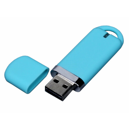 Классическая флешка soft-touch с закругленными краями (8 Гб / GB USB 2.0 Бирюзовый 005 Flash drive VF-662)
