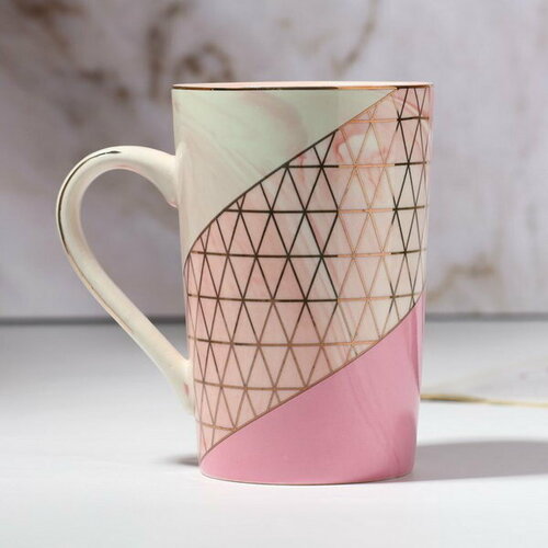 Кружка керамическая "Геометрия", 350 мл, цвет розовый
