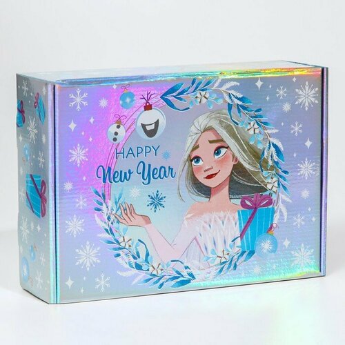 Коробка подарочная складная "Happy New year" Холодное сердце 31х22х9,5 см (комплект из 5 шт)
