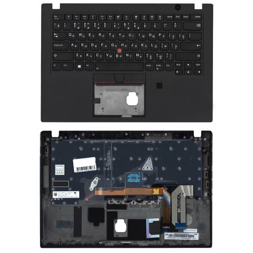 Клавиатура для Lenovo ThinkPad T495S черная с черным топкейсом и подсветкой
