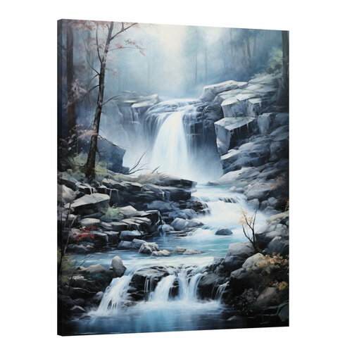 Интерьерная картина 50х70 "Водопад в каменном лесу"