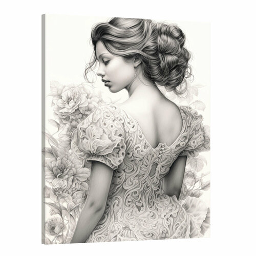 Интерьерная картина 50х70 "Девушка в цветочном наряде"