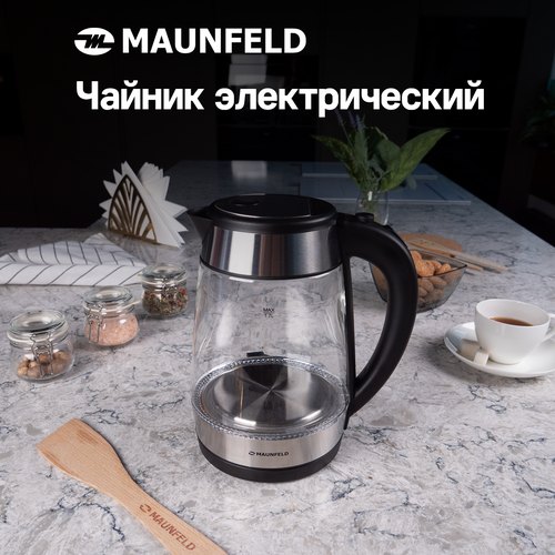 Чайник MAUNFELD MGK-1710GS, прозрачный/черный