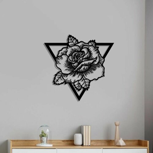Декоративное металлическое панно, Бутон розы (черный цвет)