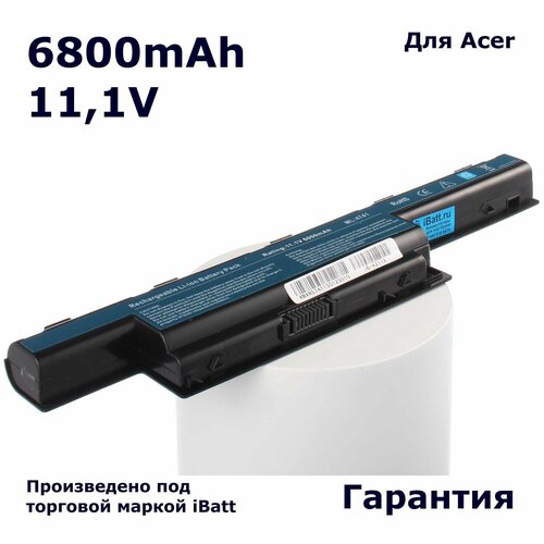 Аккумулятор iBatt 6800mAh, для Aspire 5733Z-P622G32Mikk 7750G-2434G64Mnkk E1-771 V3-571G-53214G50Maii 5252 5551G-N833G32Misk 7750G-2414G50Mnkk