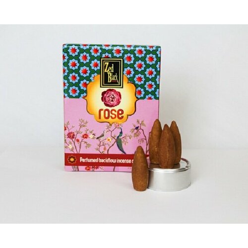 ROSE Perfumed Backflow Incense Cone, Zed Black (роза Ароматизированные благовония пуля стелющийся дым, Зед Блэк), уп. 10 конусов.