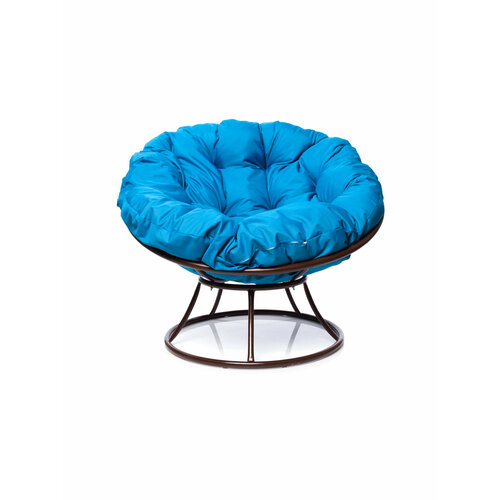 Кресло M-group папасан без ротанга коричневое голубая подушка