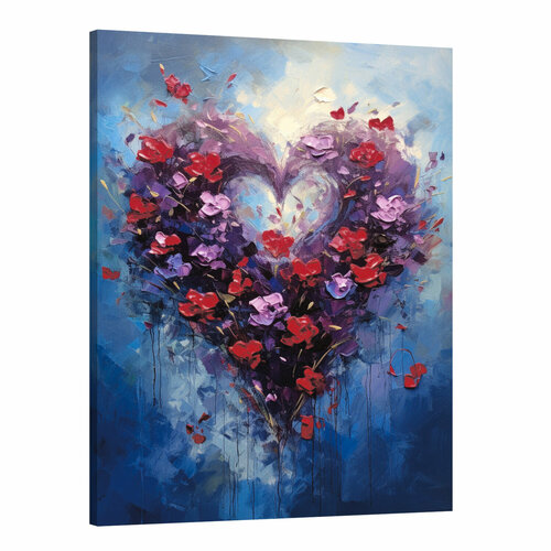 Интерьерная картина 50х70 "Сердце из роз"