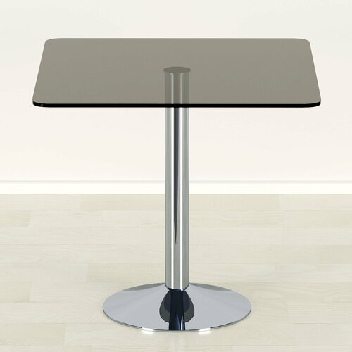 Стеклянный стол для кухни Троя-10 серый/хром (900х600)