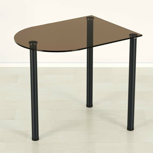 Стеклянный стол полуовальный Эдель 30-3 бронза/черный (900х600)