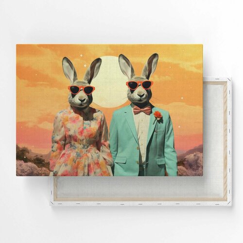 Картина на холсте, репродукция / Сюрреализм - Модные кролики / Размер 30 x 40 см