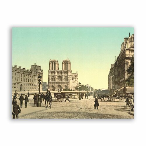 Постер, плакат на бумаге / Notre Dame, and St. Michael bridge, Paris, France / Размер 30 x 40 см