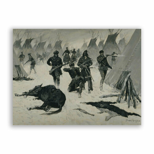 Картина на холсте, репродукция / Фредерик Ремингтон - The Defeat of Crazy Horse / Размер 30 x 40 см
