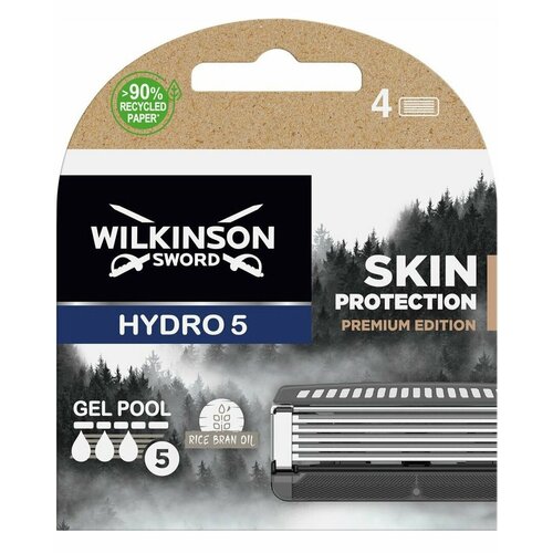 Wilkinson Sword / SCHICK Hydro 5 Skin Protection Premiun Edition / Сменные кассеты для бритв Hydro, 4 шт.