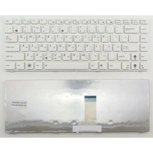 Клавиатура для Asus X42DQ белая с белой рамкой