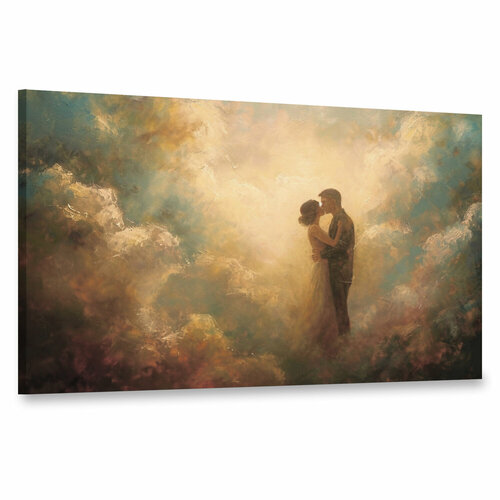 Интерьерная картина 100х60 "Поцелуй в нежных облаках"