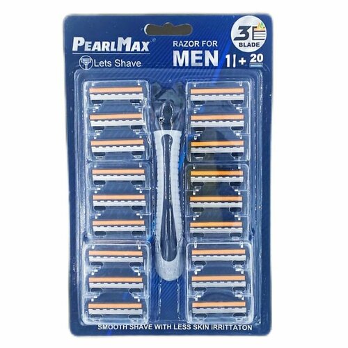 PearlMax Бритва мужская Lets Shave for men, 20 сменных кассет