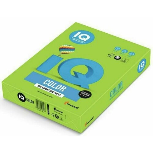 Бумага IQ Color 80г Intensive MA42 (ярко-зеленый) офисная цветная 500л. для всех видов принтеров и творчества, в фирменной коробке Драйв Директ