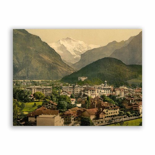 Постер, плакат на бумаге / Interlaken, with Jungfrau, Switzerland / Размер 30 x 40 см