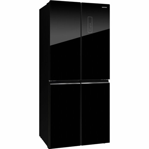 Холодильник NORDFROST RFQ 450 NFGB, 4 двери, инвертор, общий объем 451 л, индивидуальная зона свежести и контроля влажности, цвет «черное стекло»