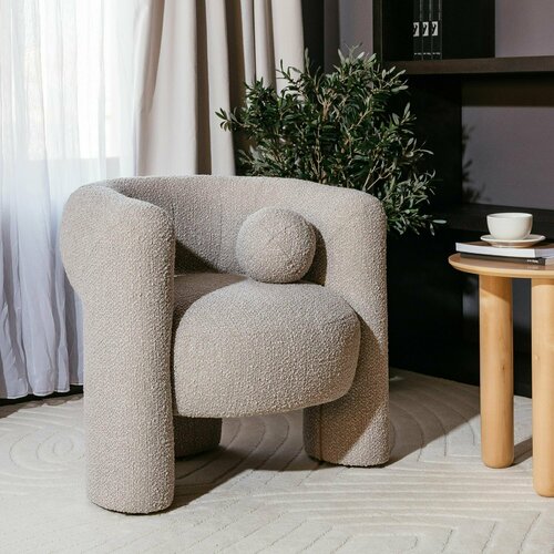 Кресло ZAMPA мягкое для отдыха дома, в гостиную, современное, с подлокотниками, минимализм, мягкая мебель для интерьера дома, детской комнаты, для уюта, букле