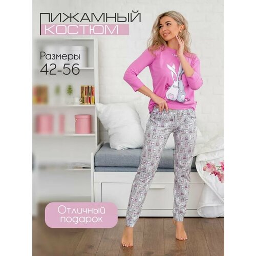 Пижама  Ивановский текстиль, размер 56, розовый