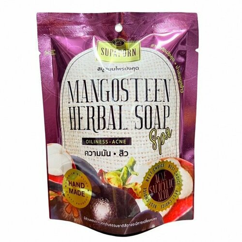 SUPAPORN Мыло в мешочке из люфы Мангостин Ginger Herbal Soap 70гр