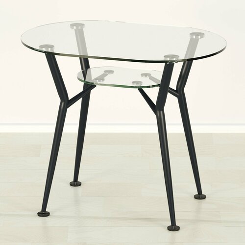 Стеклянный стол овальный Квадро 23 прозрачный/черный (1000х600)
