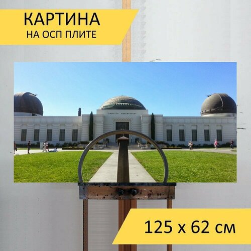 Картина на ОСП 125х62 см. "Купол, обсерватория, круг" горизонтальная, для интерьера, с креплениями