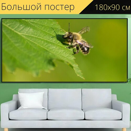 Большой постер "Единорог пчела, пчела, насекомое" 180 x 90 см. для интерьера