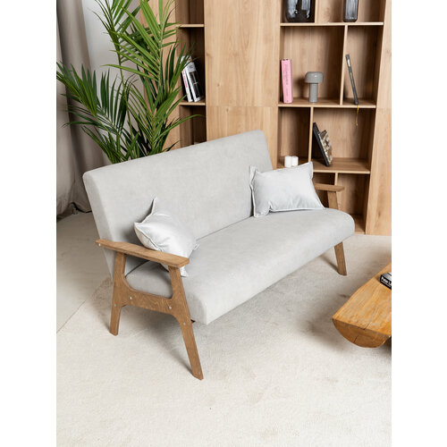 Прямой диван Relax, светло серый, 2-х местный, 138x75x80