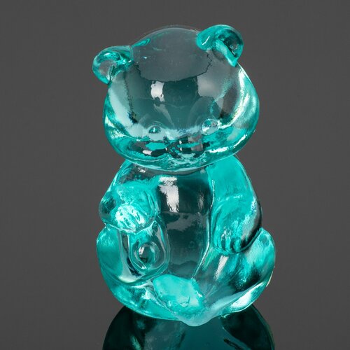 Миниатюрная статуэтка "Медвежонок" бирюзового оттенка, Fenton Art Glass Company, хрусталь